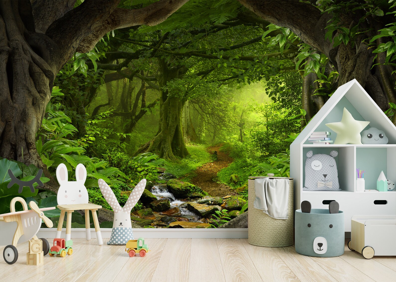 Enchanted Forest Mural: Peel & Stick Fabric Wallpaper - Etsy