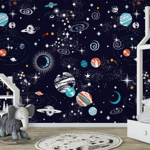 Space Galaxy Constellation Wall Mural - Peel and Stick Wallpaper - Etsy