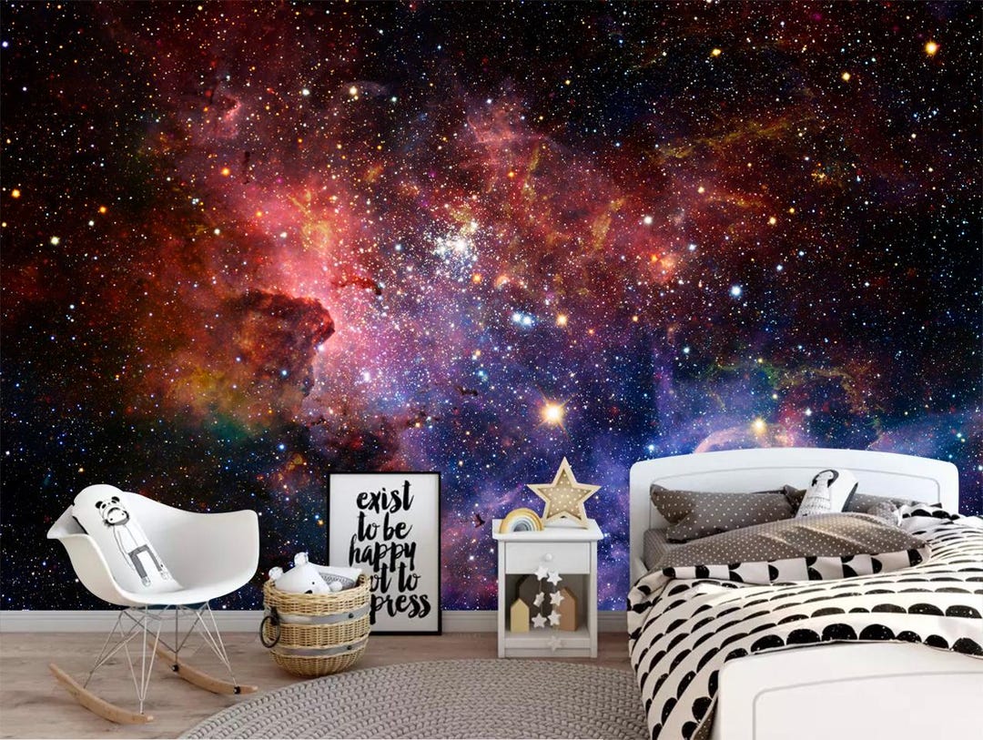 Galaxy Space Wall Mural , Nursery Wall Art Removable Wallpaper Self ...