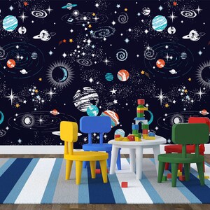 Space Galaxy Constellation Wall Mural - Peel and Stick Wallpaper - Etsy