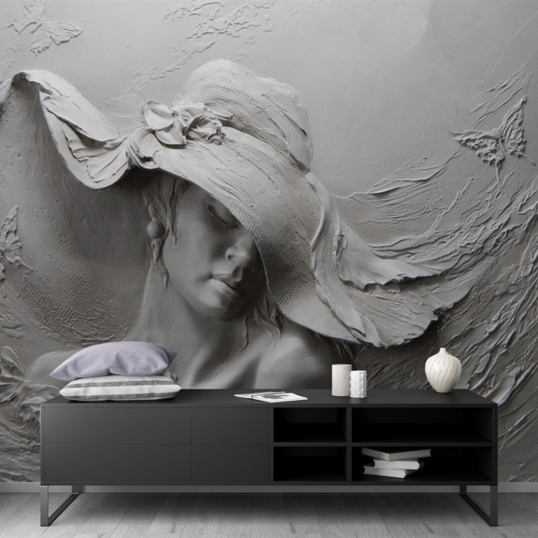 3D Wallpape Mural, Women Art Decor, Grey Abstract Stone Background ...