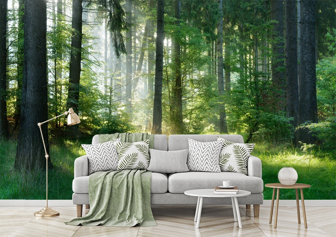 Spruce Tree Forest Wallpaper Mural - Removable Peel and Stick Wall Art ...