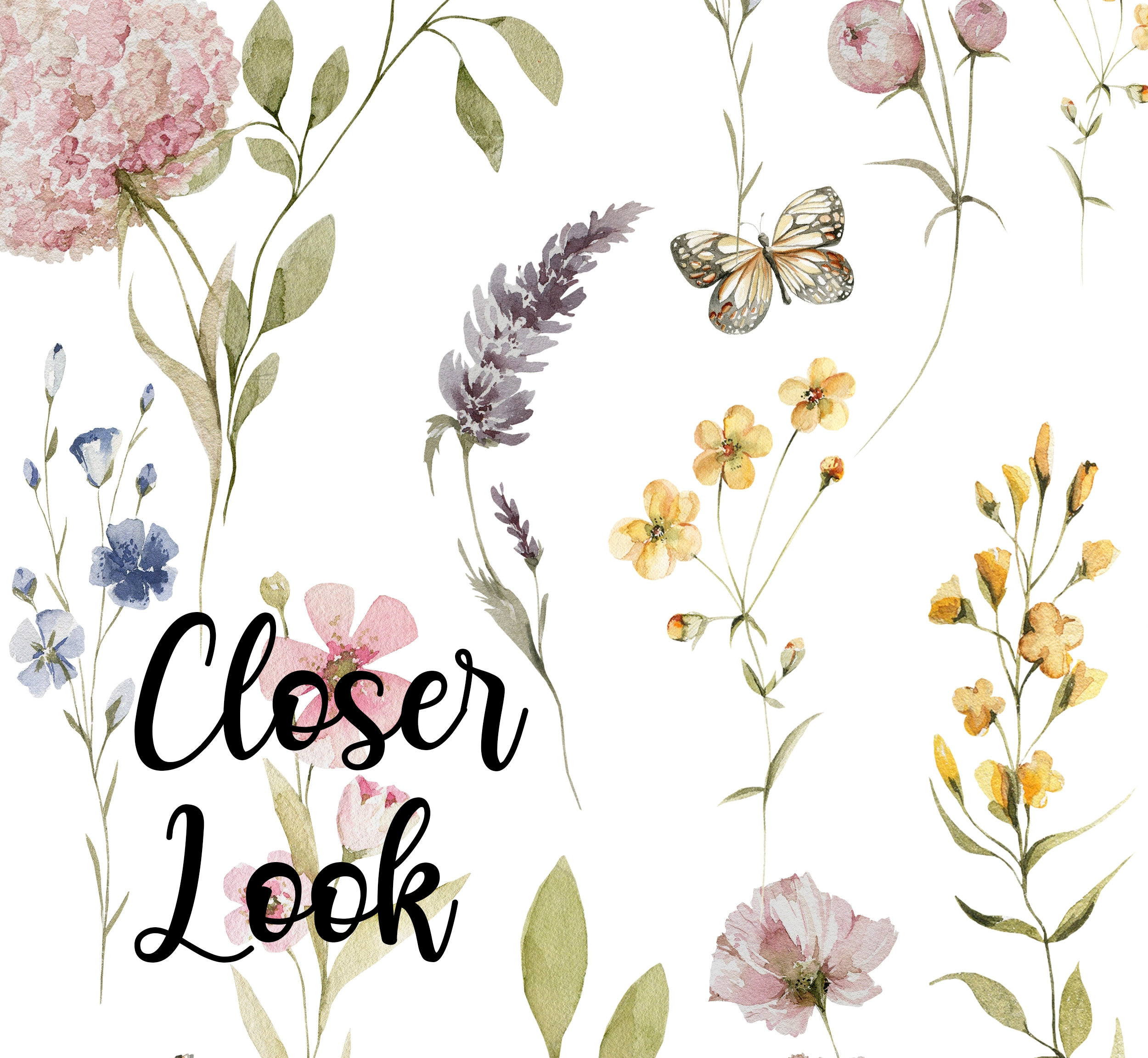 Watercolor Wildflower Wallpaper: Botanical Garden Peel and Stick Decor ...