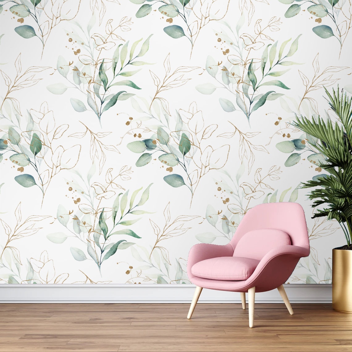 Boho Watercolor Floral Botanical Wall Mural Peel and Stick - Etsy