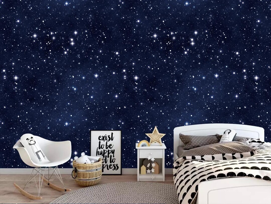 Starry Sky Wall Mural, Nursery Wall Art Removable Wallpaper Self ...