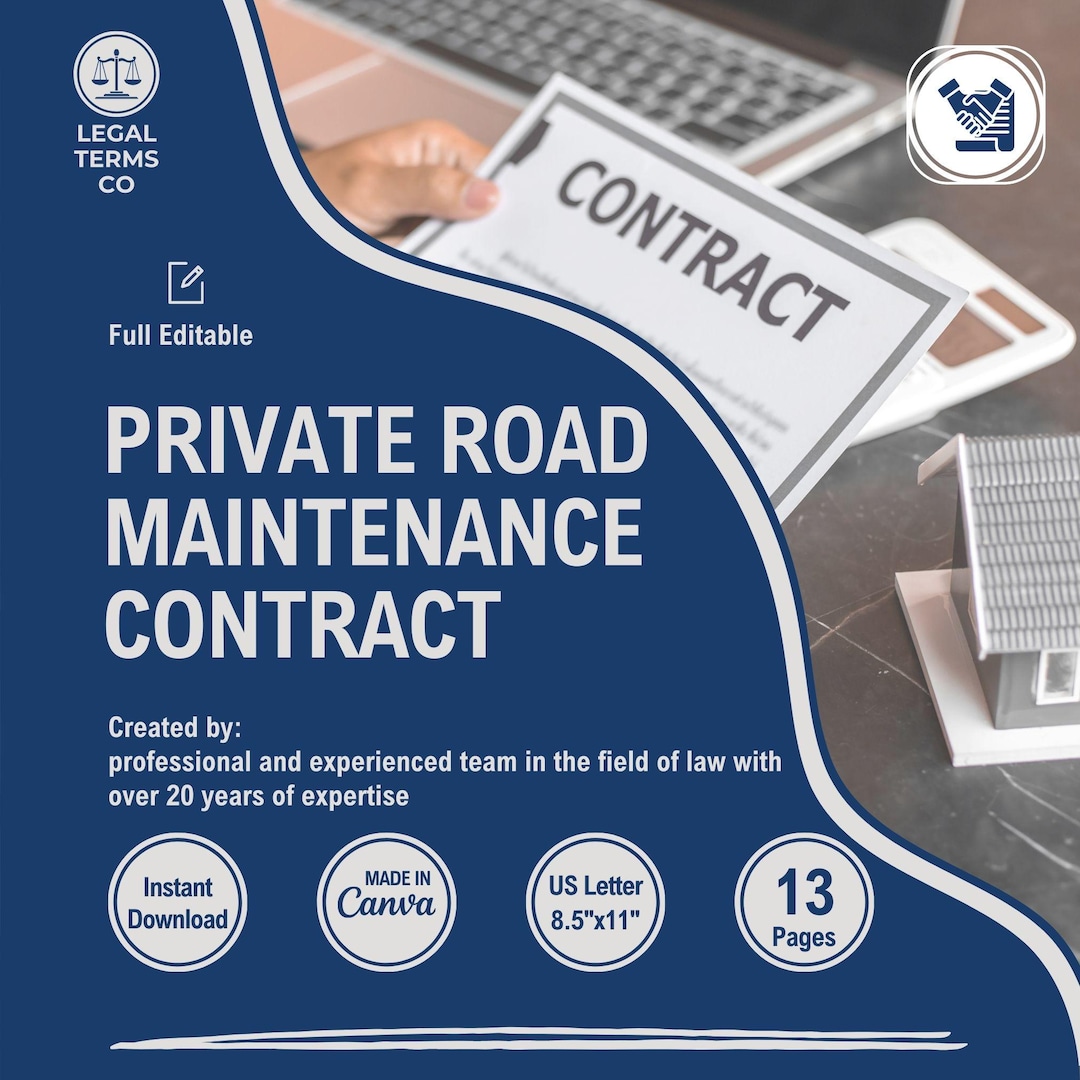 Private Road Maintenance Contract Template: Customizable Service ...