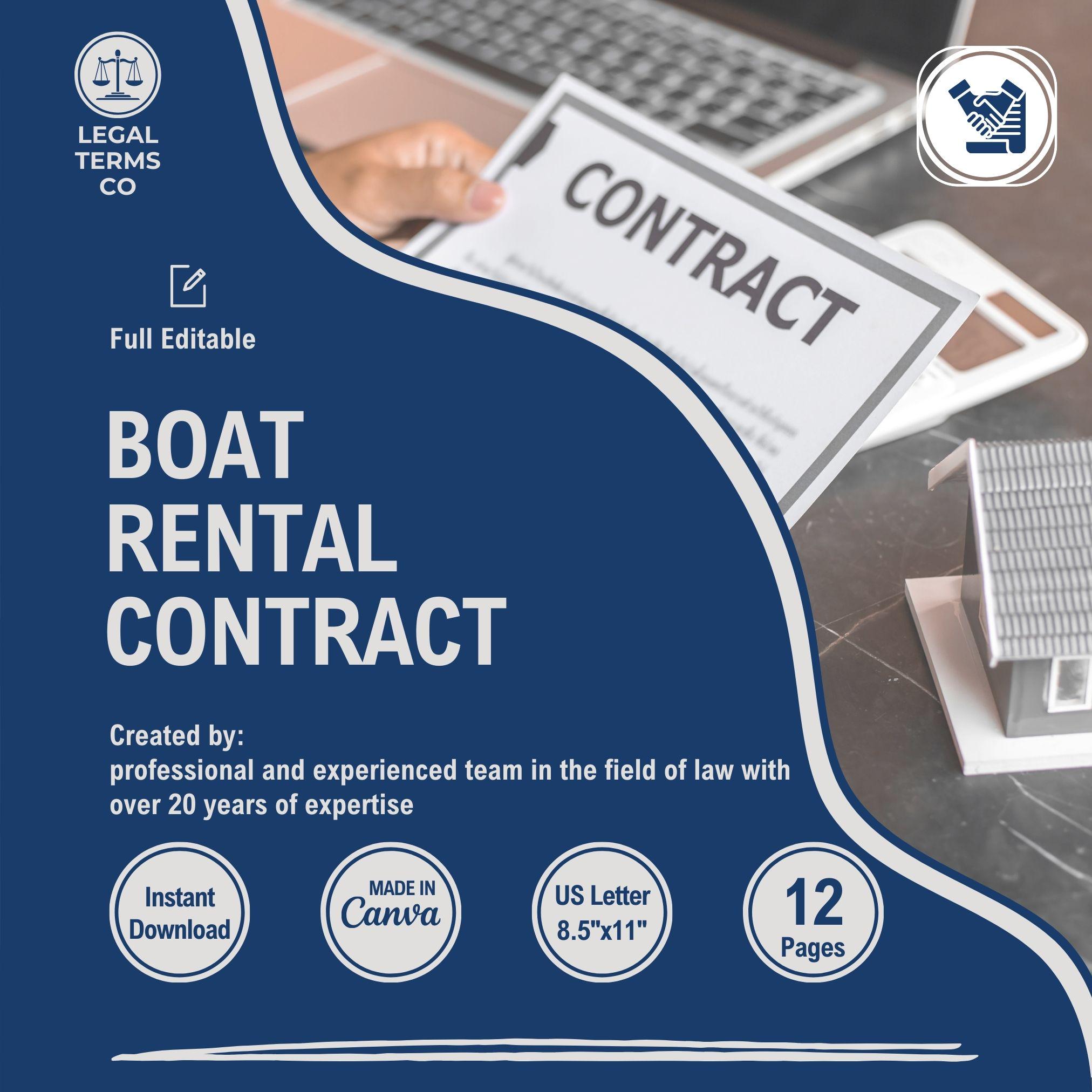 Boat Rental Contract Template, Customizable Boat Lease Agreement ...