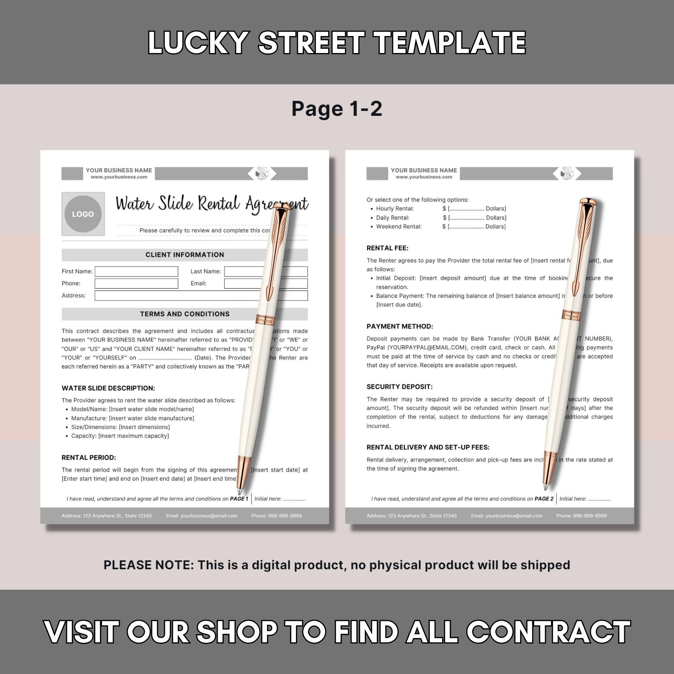 Water Slide Rental Agreement Template DIY Editable Canva - Etsy