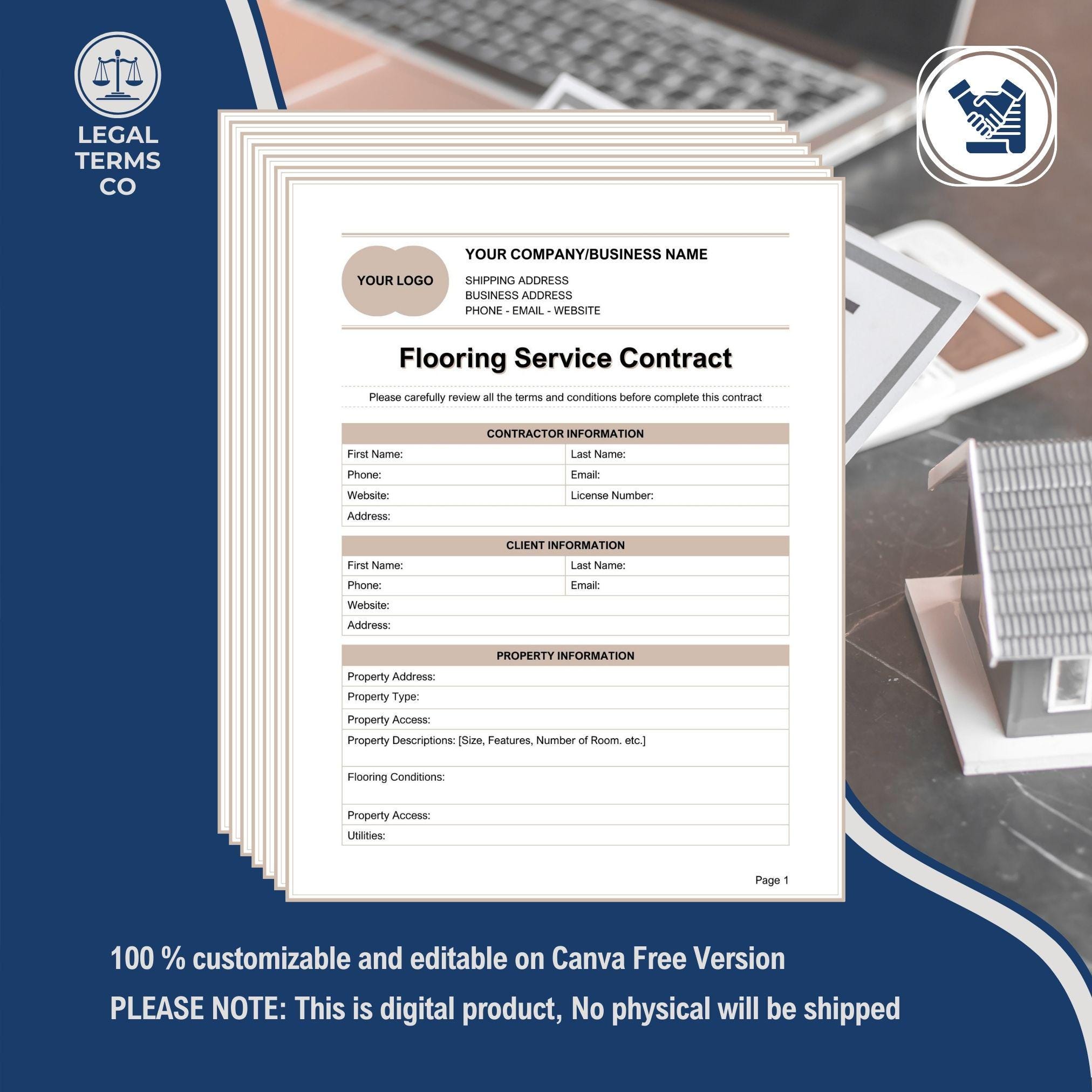 Flooring Service Contract Template: Customizable Floor Installation ...