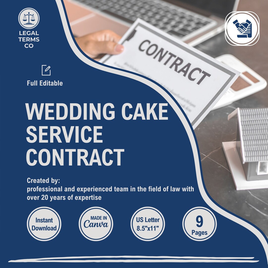Wedding Cake Service Contract Template: Cake Baker Agreement (PDF) - Etsy