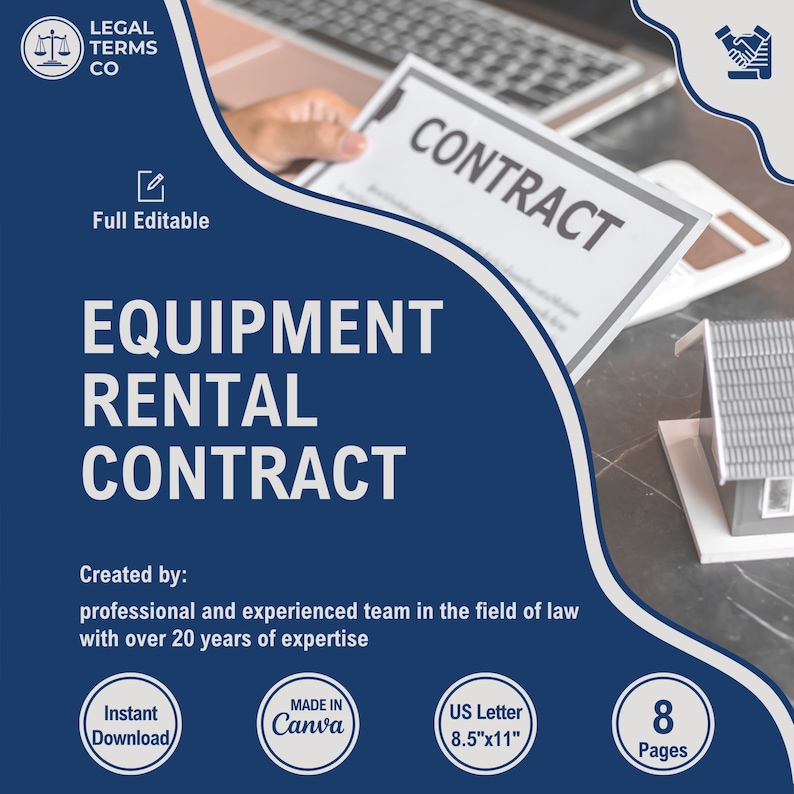 Equipment Rental Contract Template: Editable Lease Agreement (PDF) - Etsy