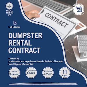 Dumpster Rental Contract Template, Customizable Dumpster Lease ...