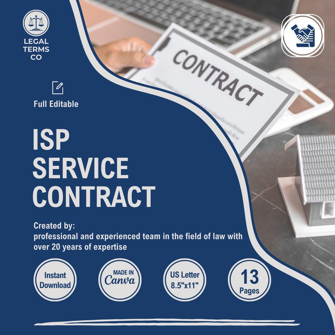 ISP Service Contract Template: Customizable Internet Provider Agreement ...