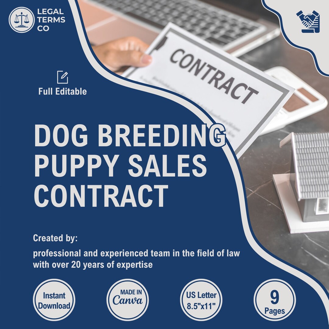 Dog Breeding Puppy Sales Contract Template: Canine Purchase Agreement - Etsy