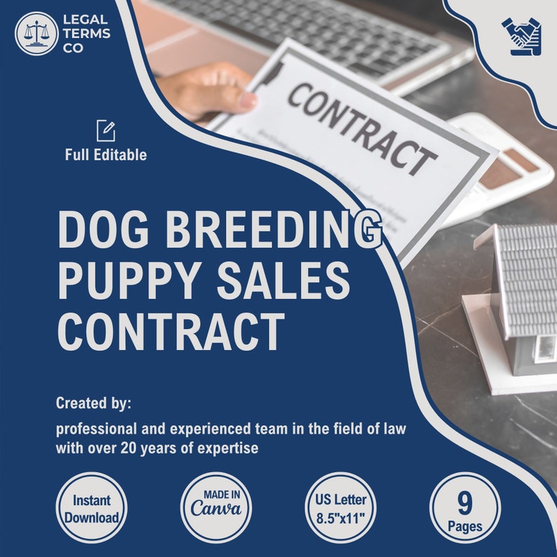 Dog Breeding Puppy Sales Contract Template: Canine Purchase Agreement ...
