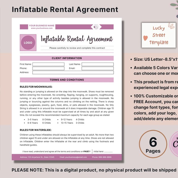 Rental Lease Agreement Template - Etsy