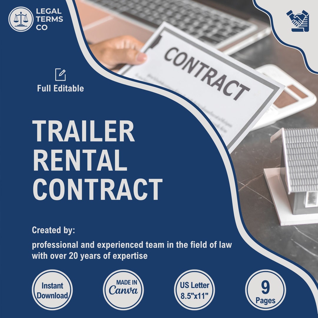 Trailer Rental Contract Template, Trailer Lease Agreement, RV Rental ...