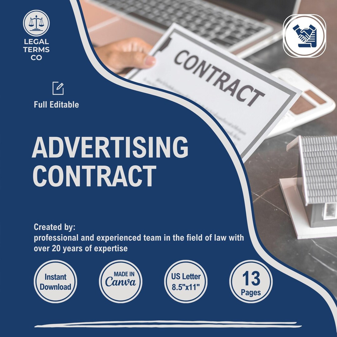 Advertising Contract Template: Customizable Ads Agreement (canva, PDF ...