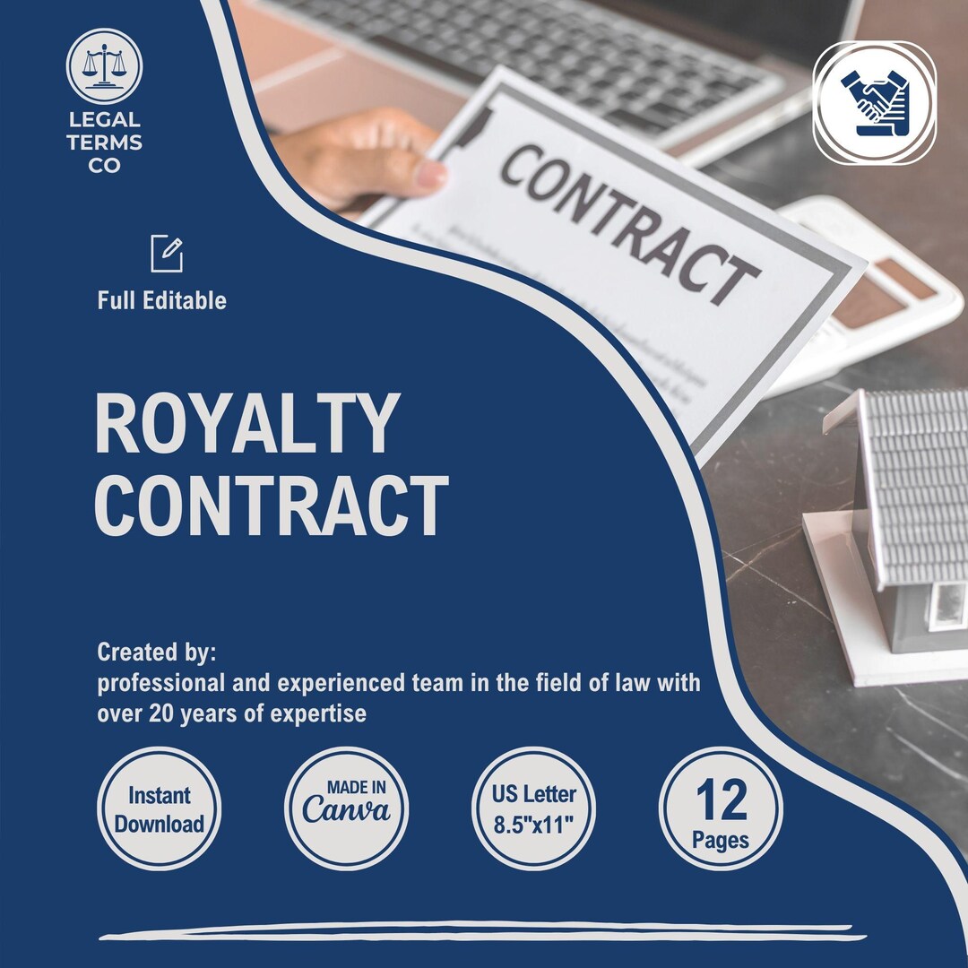 Royalty Contract Template, Customizable Licensing Agreement, Editable ...
