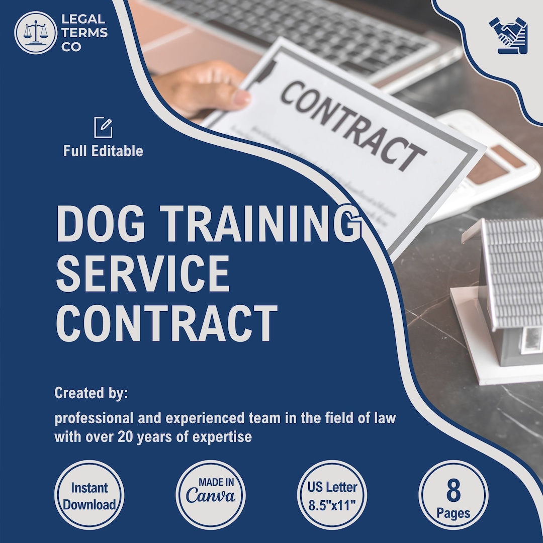 Dog Training Service Contract Template: Canine Business Forms (canva ...