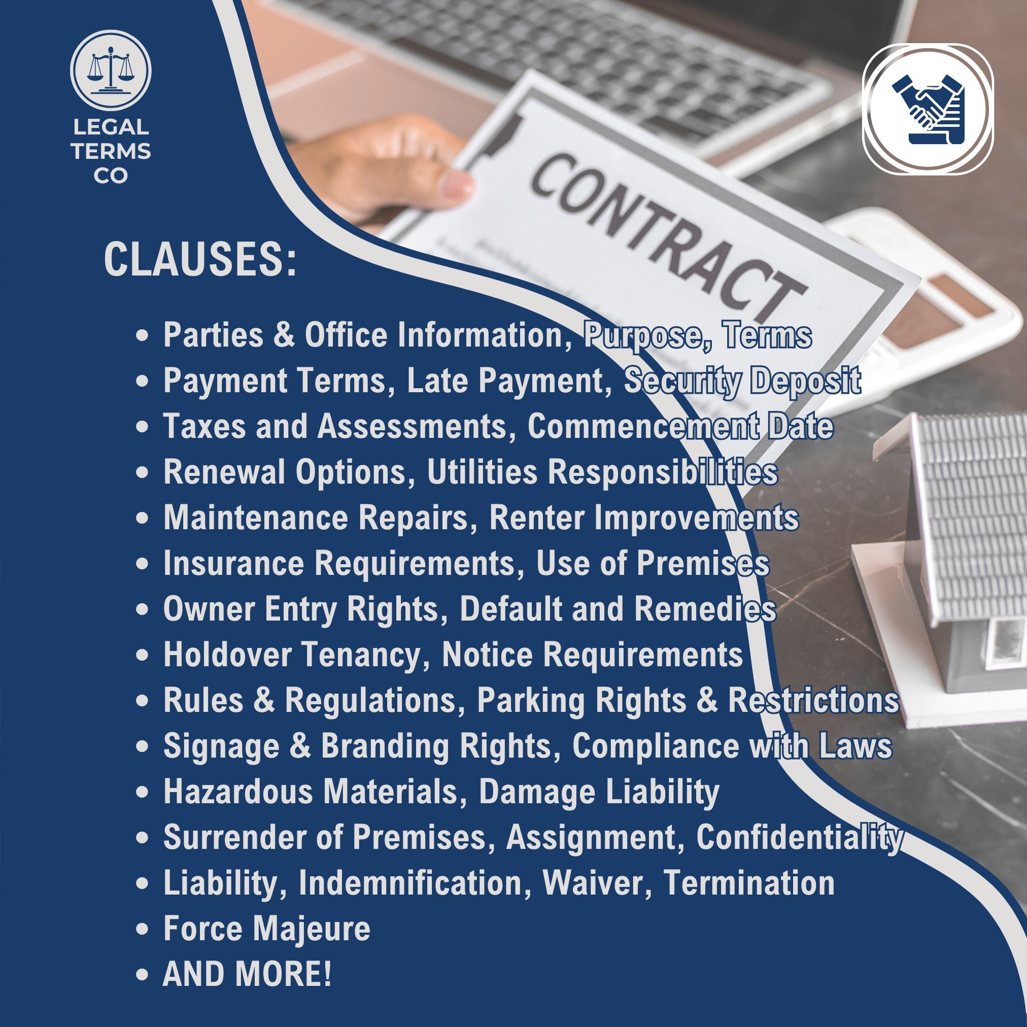 Office Rental Contract Template: Customizable Lease Agreement (CANVA ...