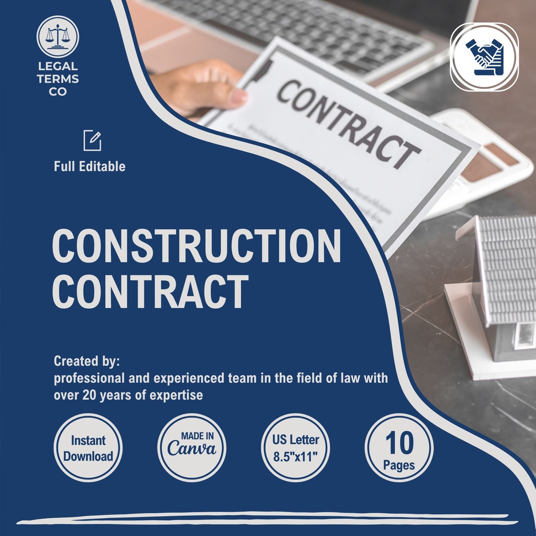 Construction Contract Template, Building Agreement, Construction ...