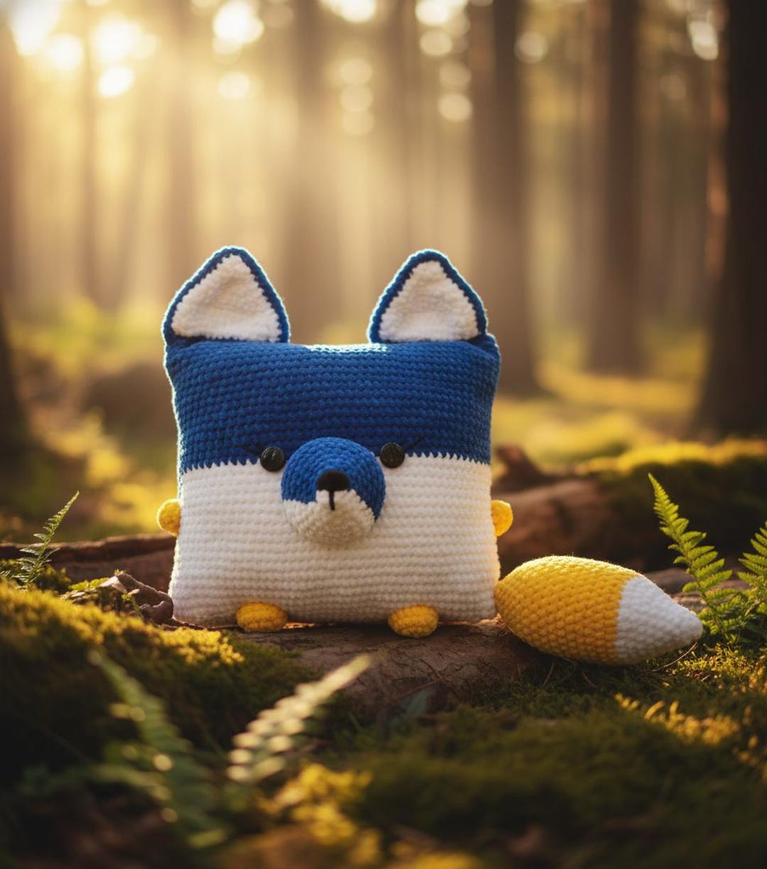 Crochet Fox Plush, Square Amigurumi Fox Toy, Handmade Cute Fox Pillow ...
