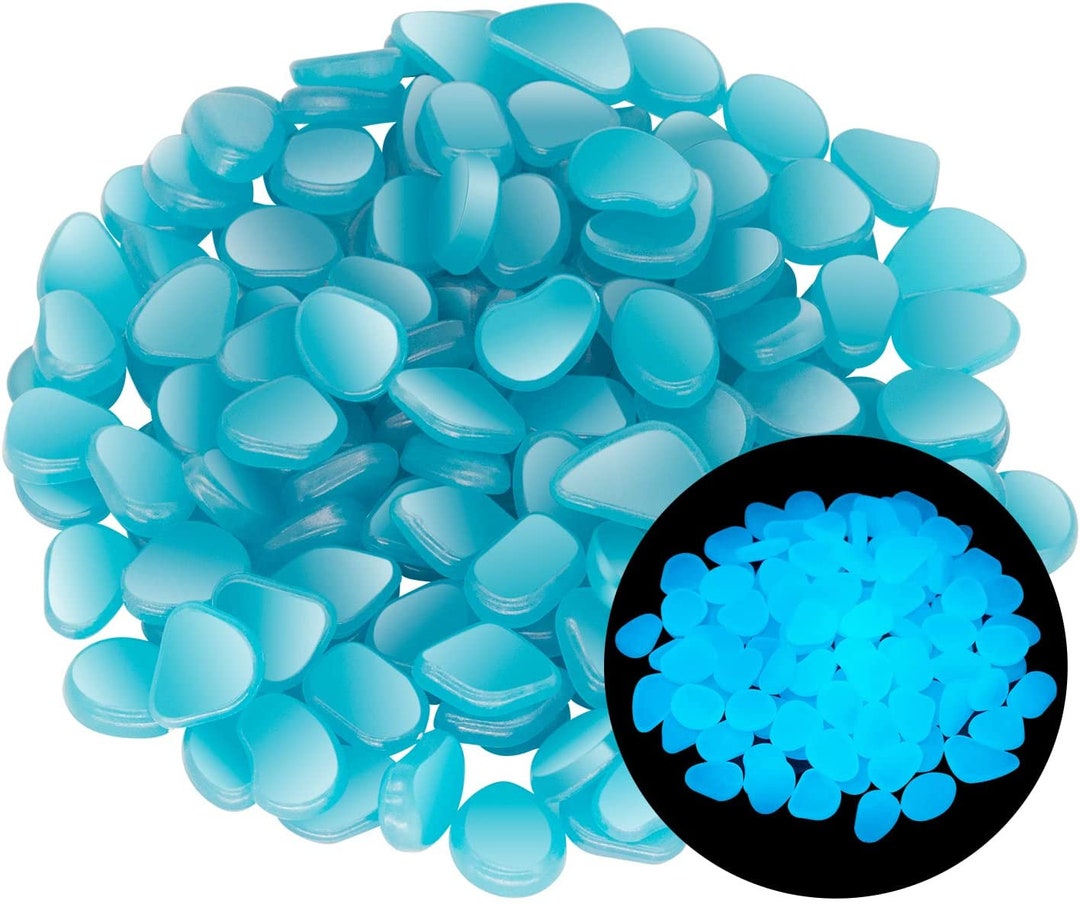 200PCS Blue Luminous Pebbles Glow Stones Outdoor Decor, Glowing Rocks ...