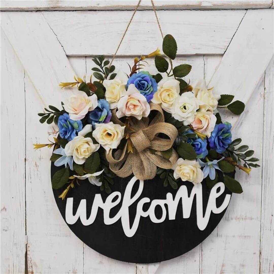 Welcome Sign for Front Door – 12 Inch Front Door Sign With Hook and ...