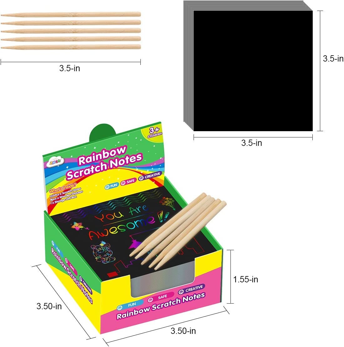 Rainbow Scratch Mini Art Notes - 125 Magic Scratch Note Pads Cards ...