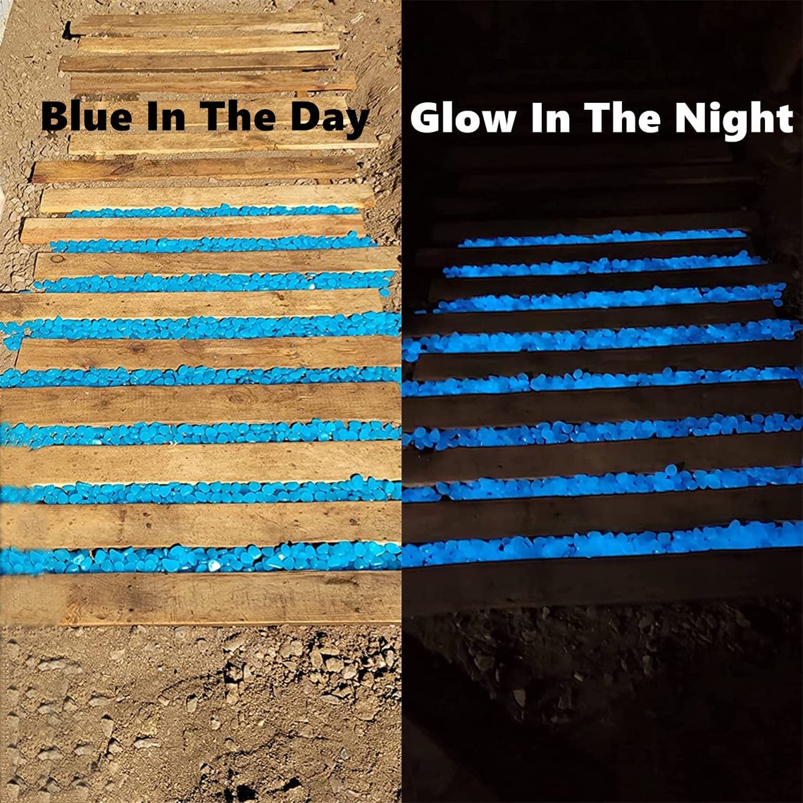 200PCS Blue Luminous Pebbles Glow Stones Outdoor Decor, Glowing Rocks ...