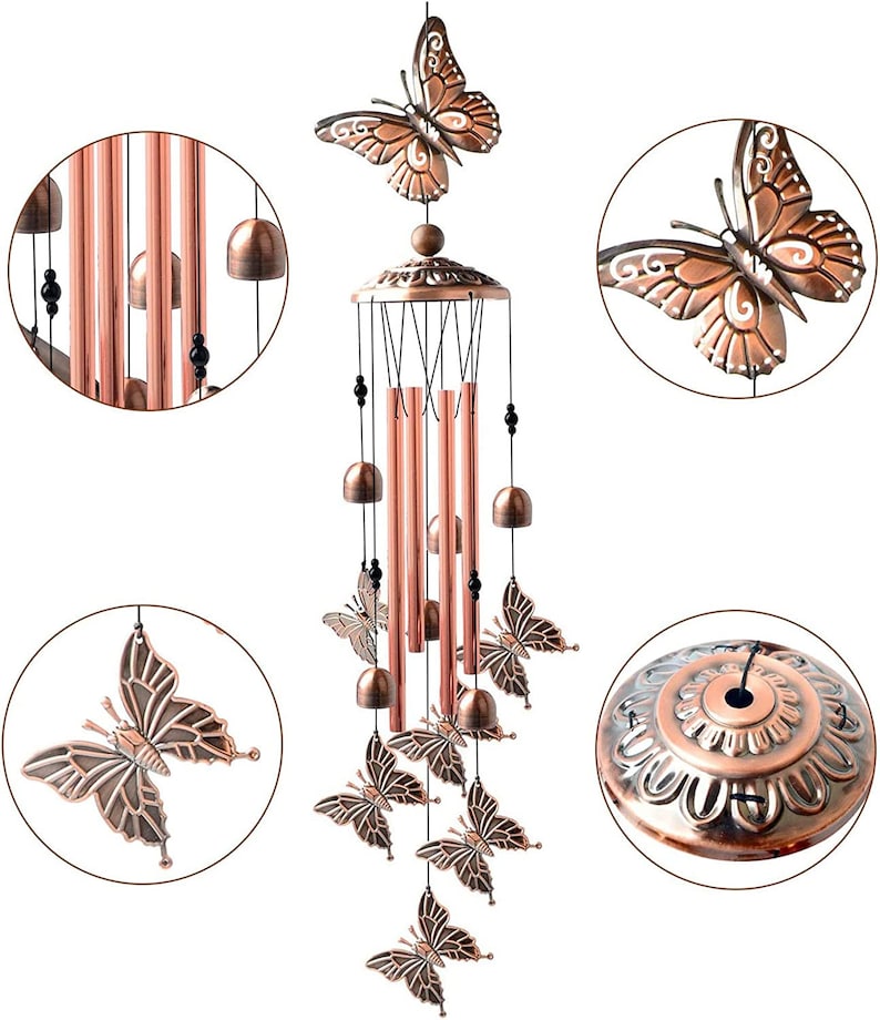 Butterfly Wind Chimes, Garden Decor, Vintage Metal Garden Wind Chimes ...