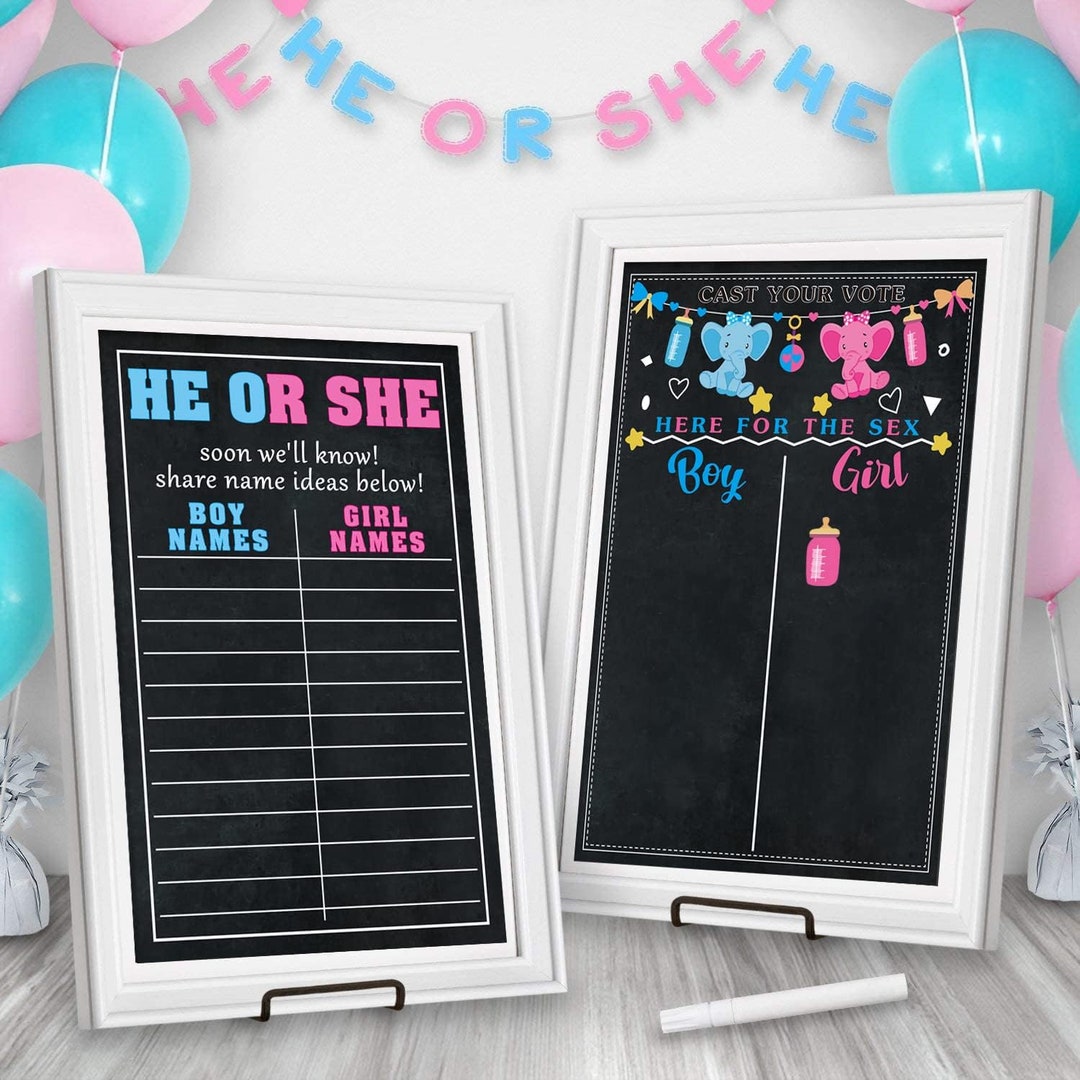 Gender Reveal Party Game Kit: 2 Poster Games With 40 Watercolor Team ...