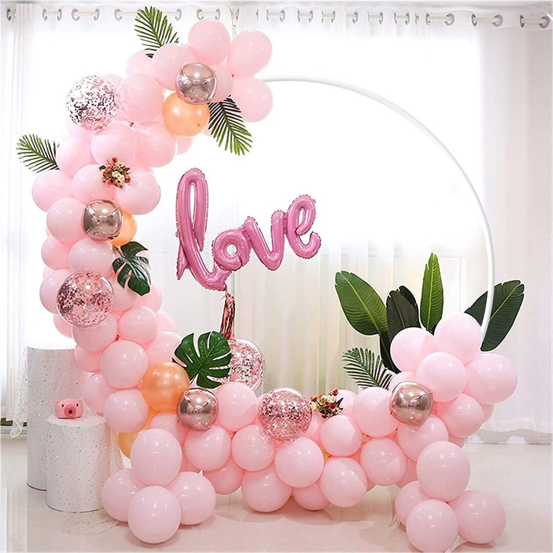 White Round Metal Wedding Arch,circle Balloon Arch Stand for Garden ...