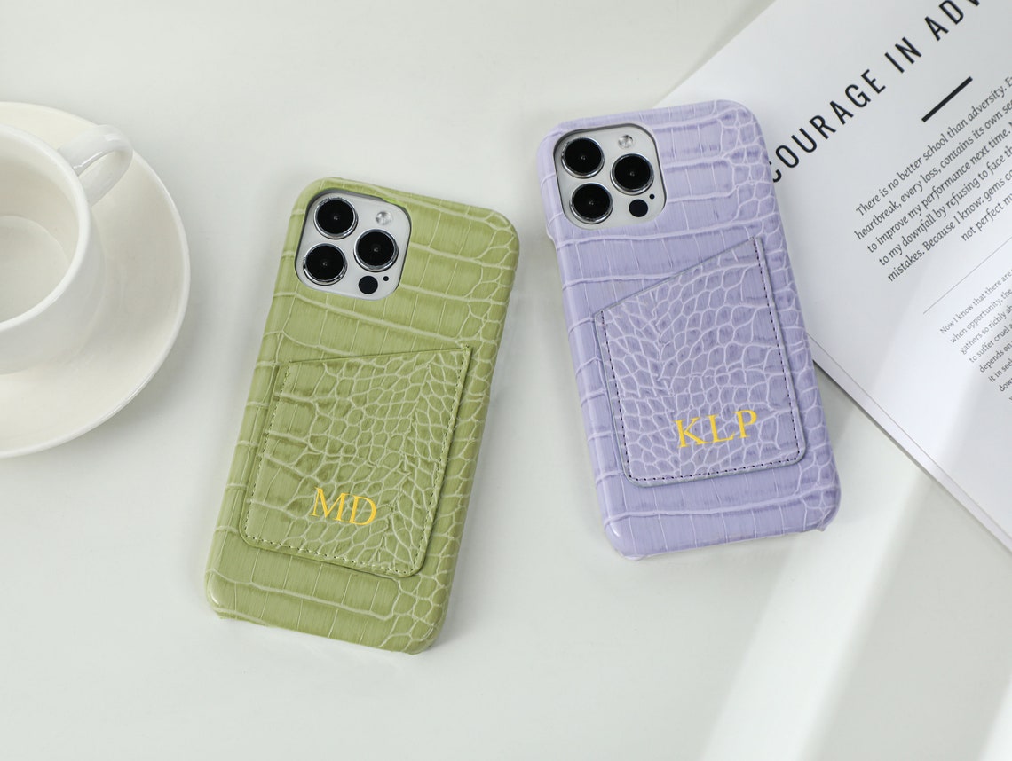 Personalized Imitation Crocodile Texture Leather iPhone Case With Card ...
