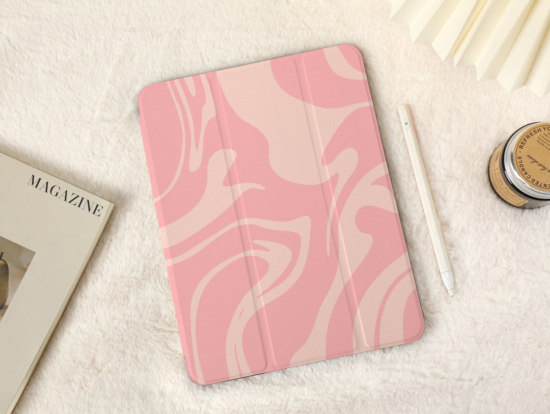 Pink Line Art iPad Case With Pencil Holder，ipad Air 5 Case Air 3 4 Case ...