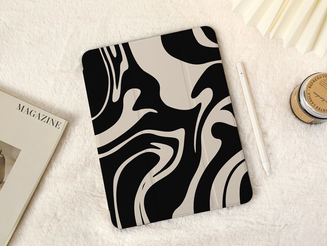 Black & White Line Art iPad Case With Pencil Holder，ipad Air 5 Case Air ...