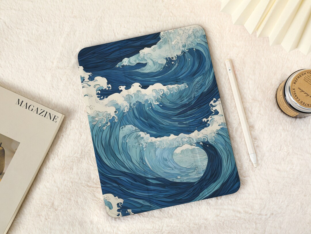 Billowing Sea Wave iPad Case With Pencil Holder，ipad Air 5 Case Air 3 4 ...
