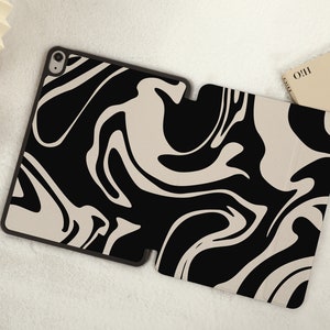 Black & White Line Art iPad Case With Pencil Holder，ipad Air 5 Case Air ...