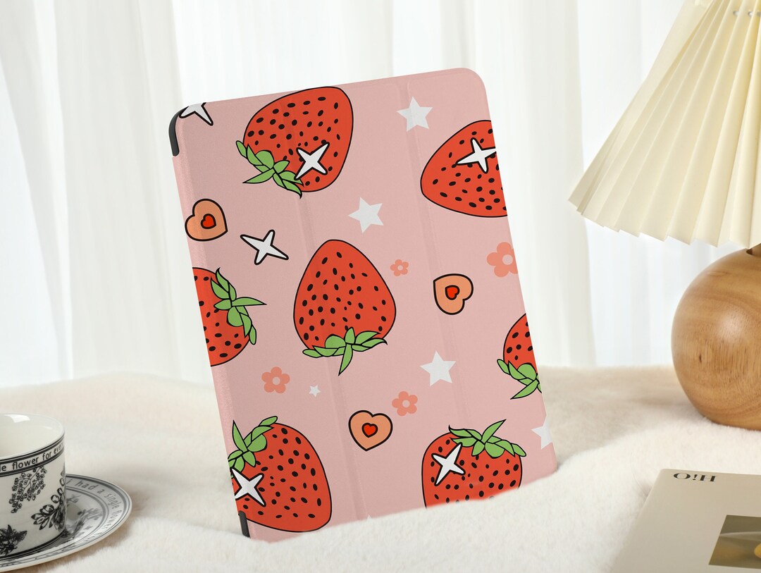 Shining Strawberry iPad Case With Pencil Holder，ipad Air 5 Case Air 3 4 ...