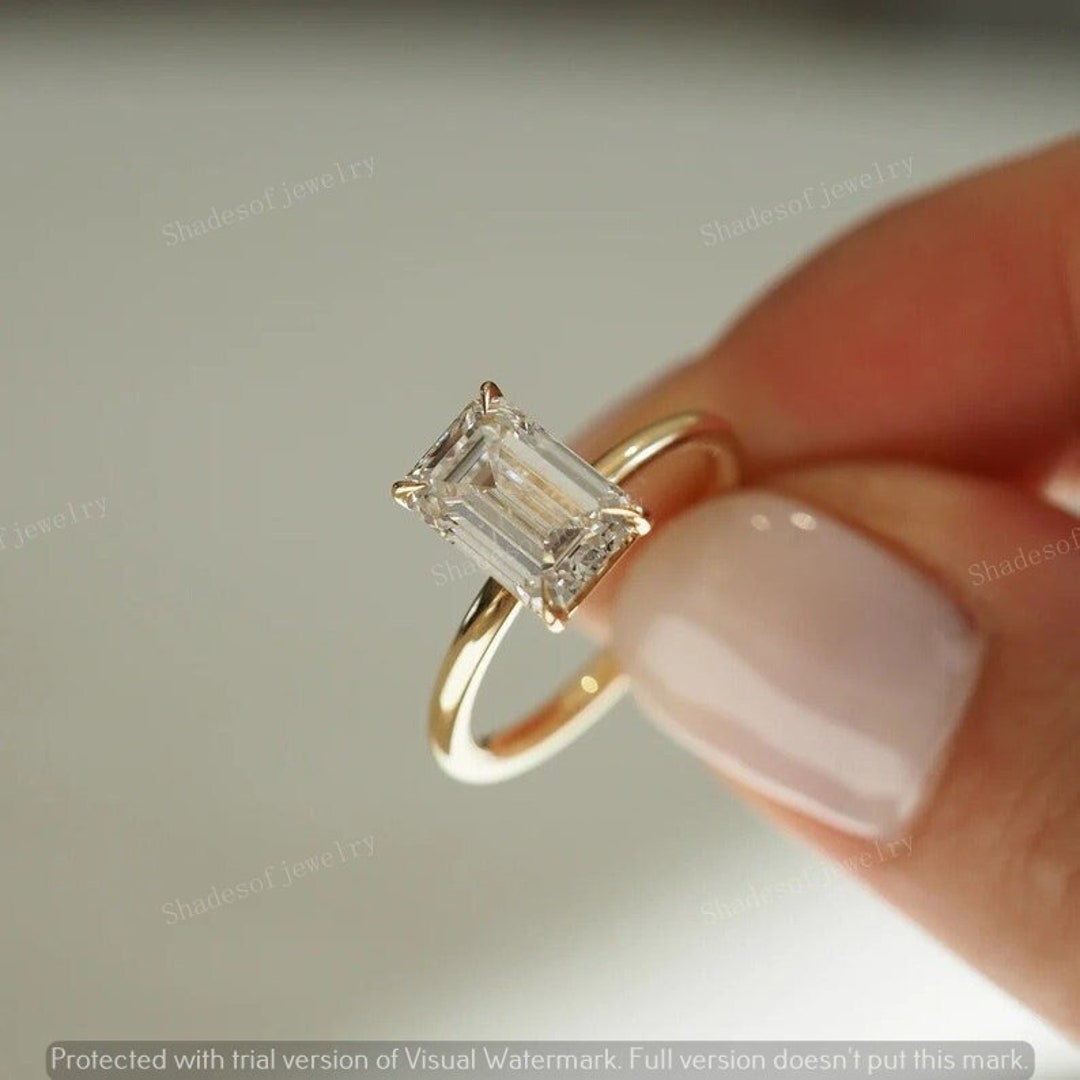 2.00 Ct Certified Emerald Cut Lab Grown Diamond Solitaire Engagement ...