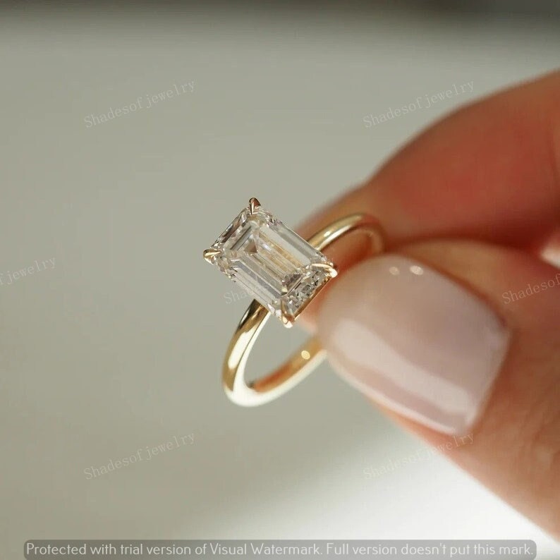 2.00 Ct Certified Emerald Cut Lab Grown Diamond Solitaire - Etsy
