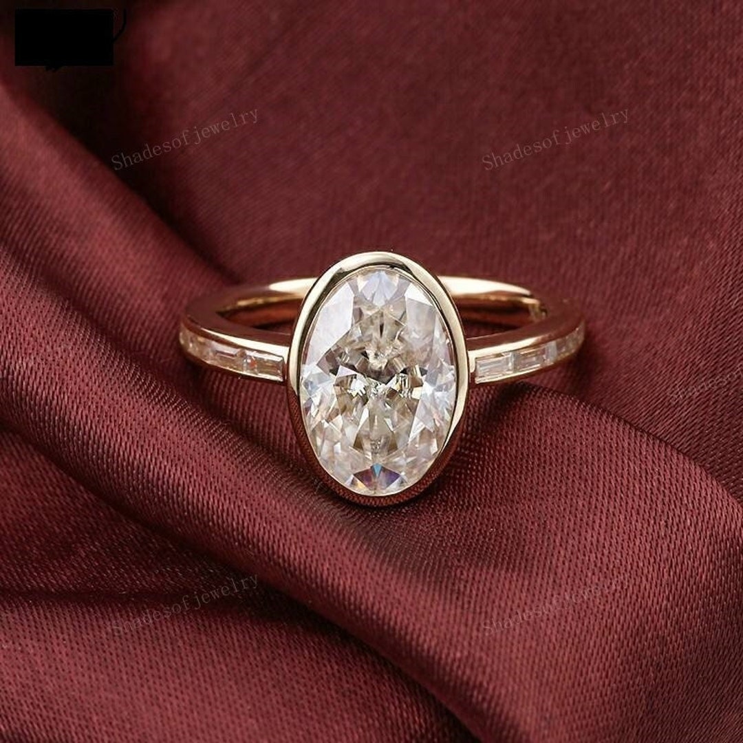 Bezel Set IGI Certified 3.00 Ct Oval Cut Lab Grown Diamond Solitaire ...