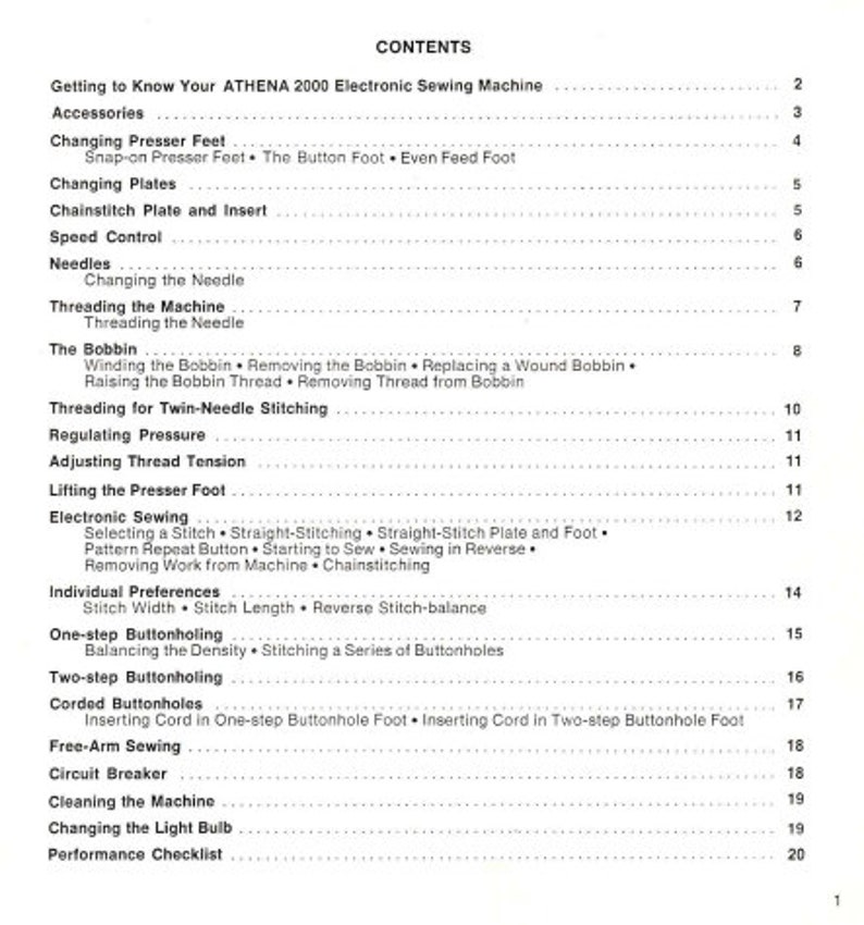 Manual De Instrucciones Singer Athena 2000, Descarga Digital Sólo En ...