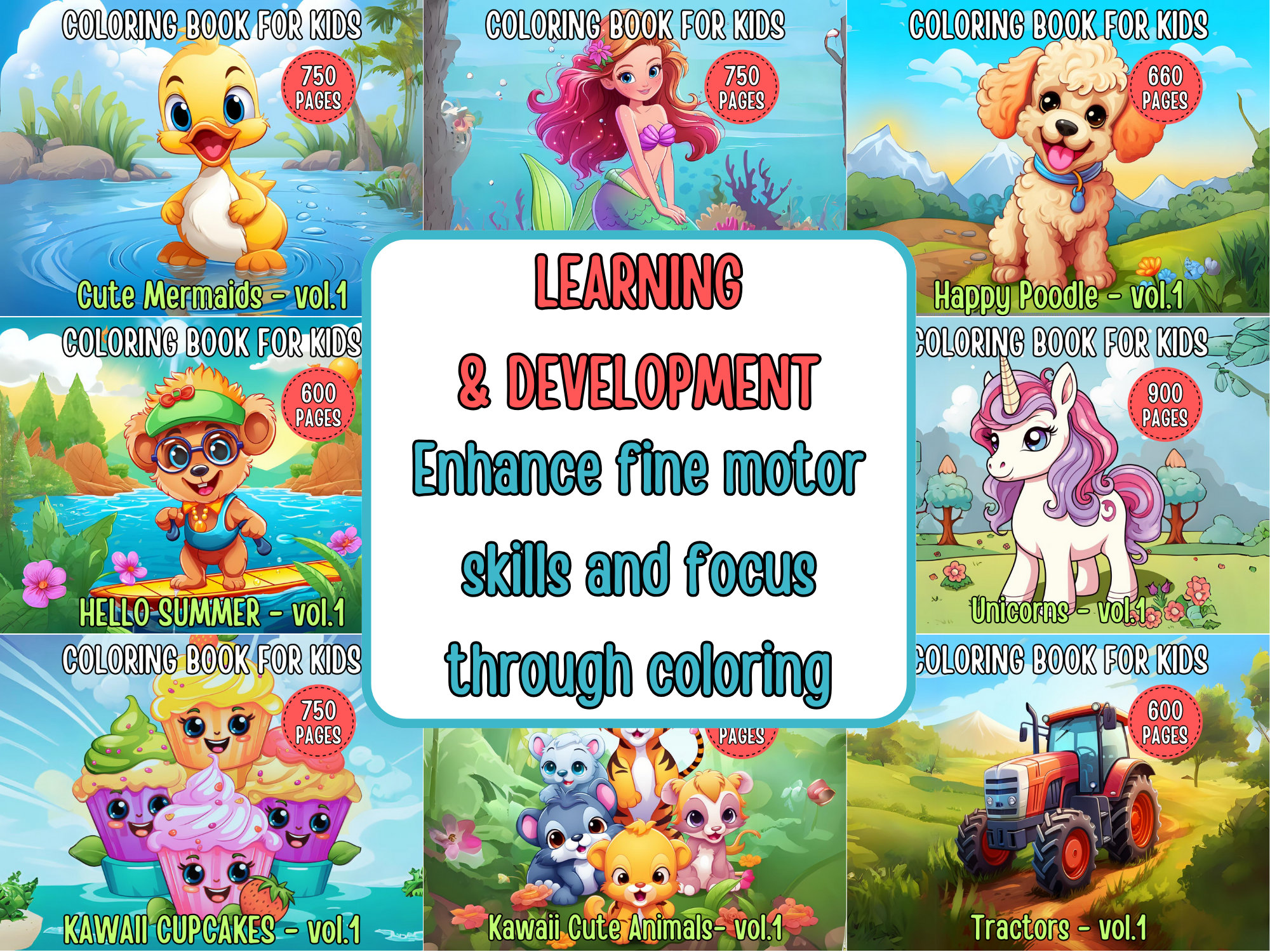 Coloring Book for Kids, Mega Bundle, Volume 1, Printable Coloring Pages ...