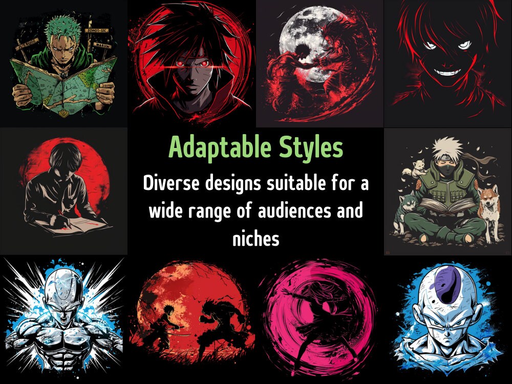 10 Anime Design for T Shirt Design Bundle for Mug Design Wall Art Png ...