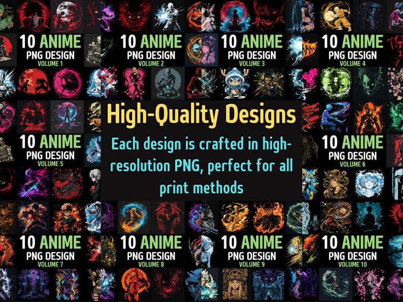 100 Anime Design Bundle , T-shirt Graphic Designs for Mug, Wall Art PNG ...