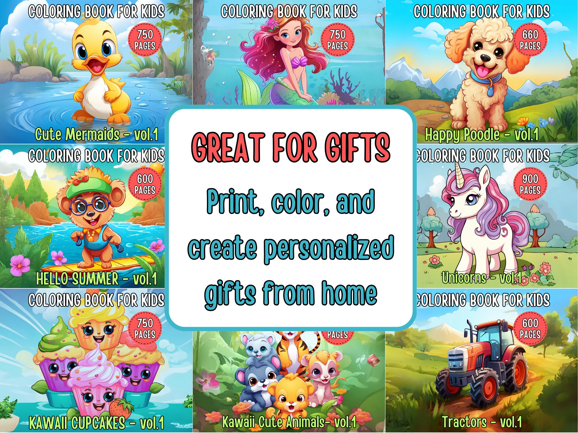 Coloring Book for Kids, Mega Bundle, Volume 1, Printable Coloring Pages ...