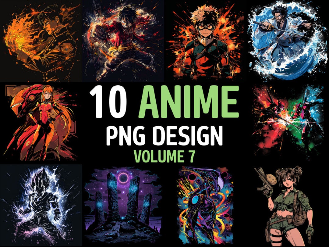 10 Anime Design , T-shirt Graphic Designs, for Mug Design, Wall Art PNG ...
