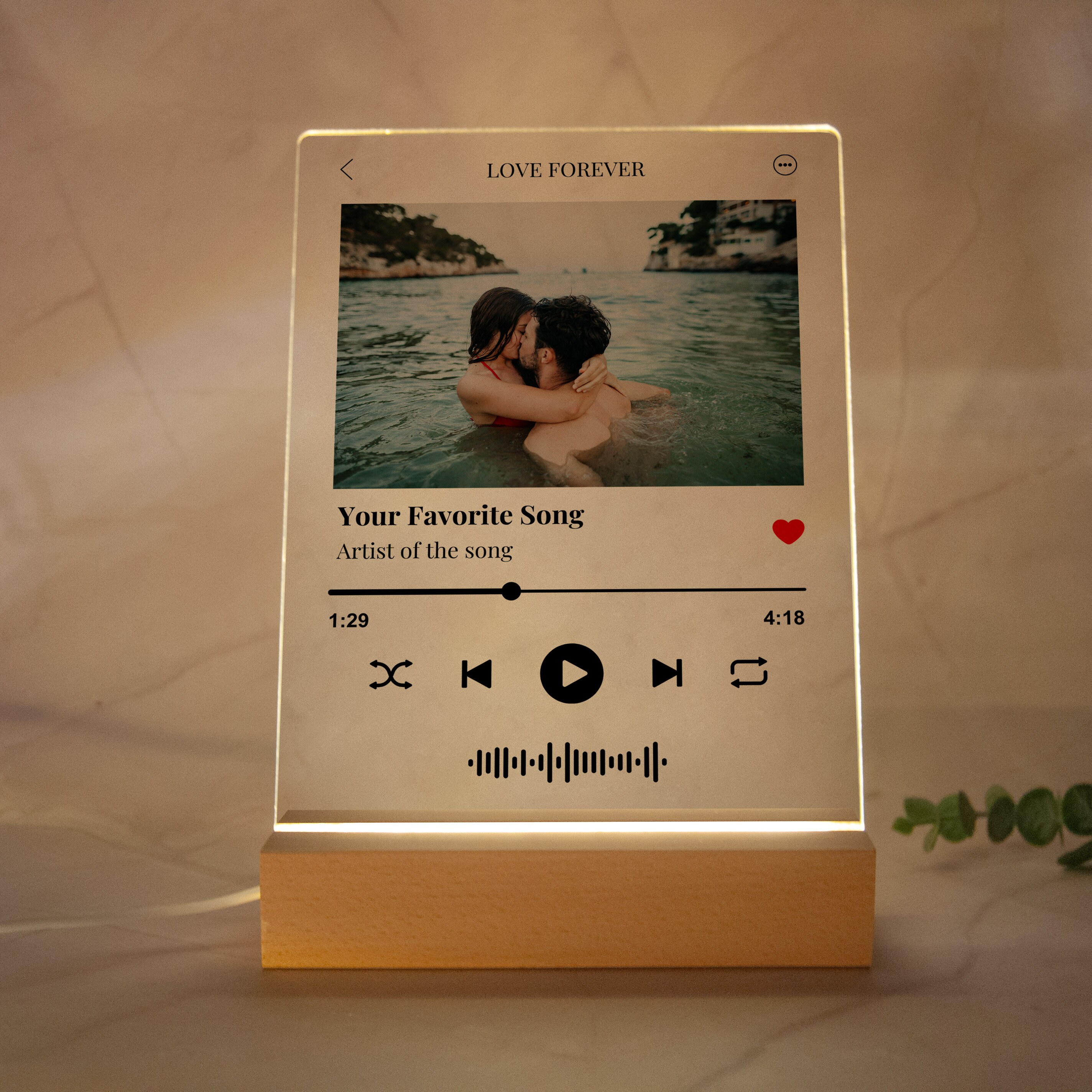 3D Night Light Music Plaque, Personalized Song Acrylic Plaque ...